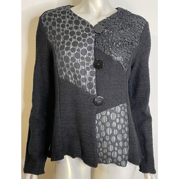 Jaskar | Jackets & Coats | Jaskar Black Polka Dot Cardigan Jacket M Atw ...